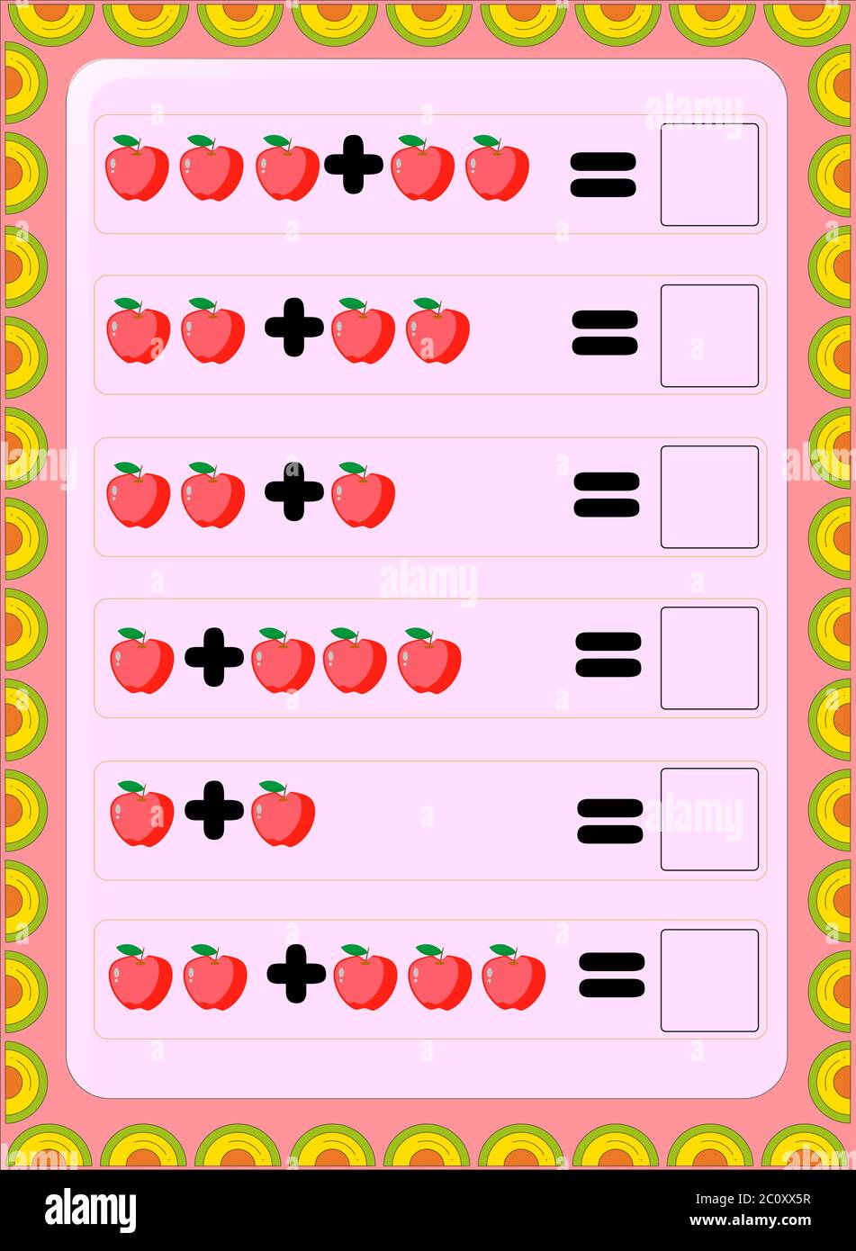 Preschool and toddler math with red apple fruit design Stock Vector ...