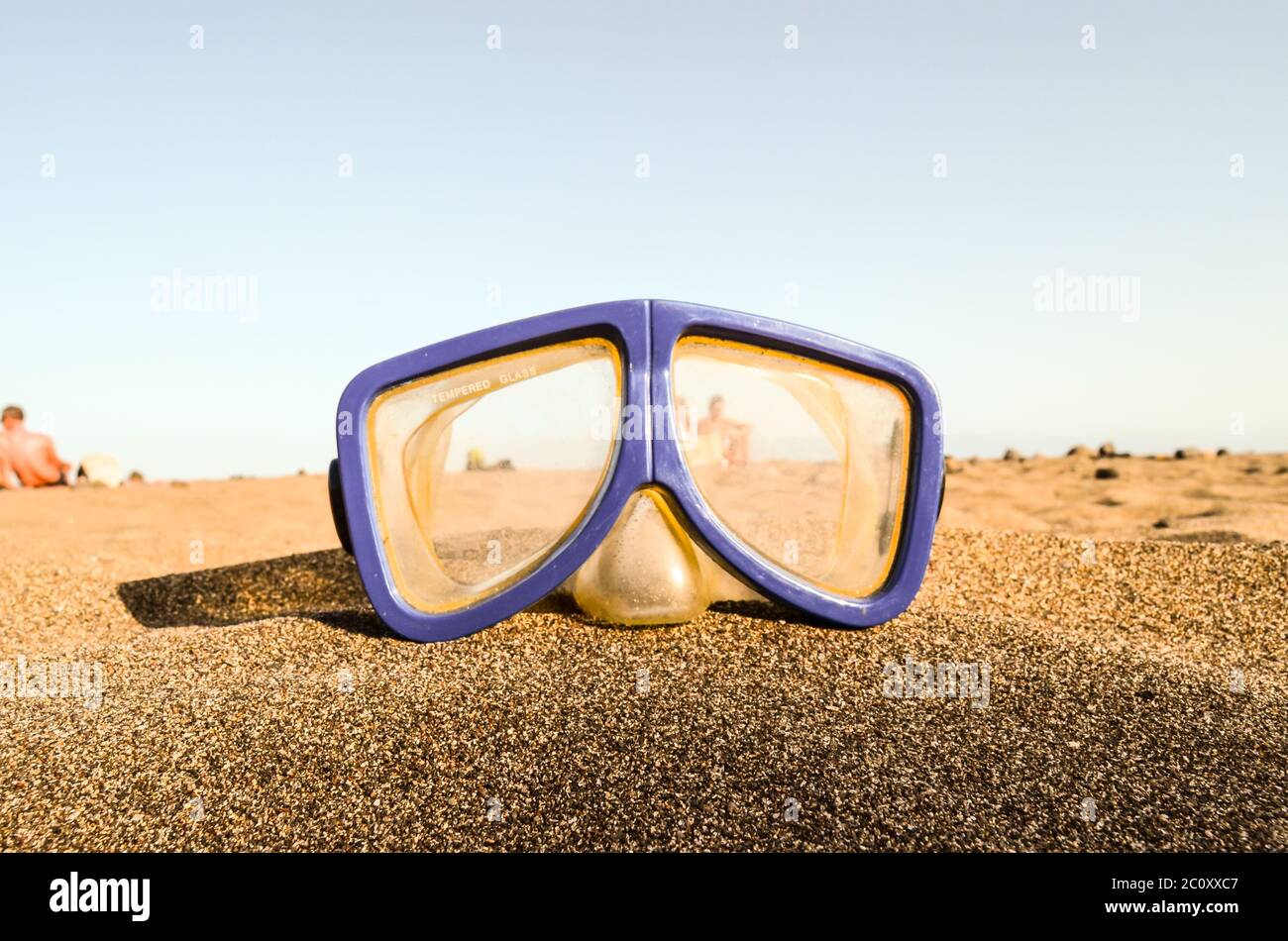 Diving Mask on the Sand Beach Stock Photo - Alamy