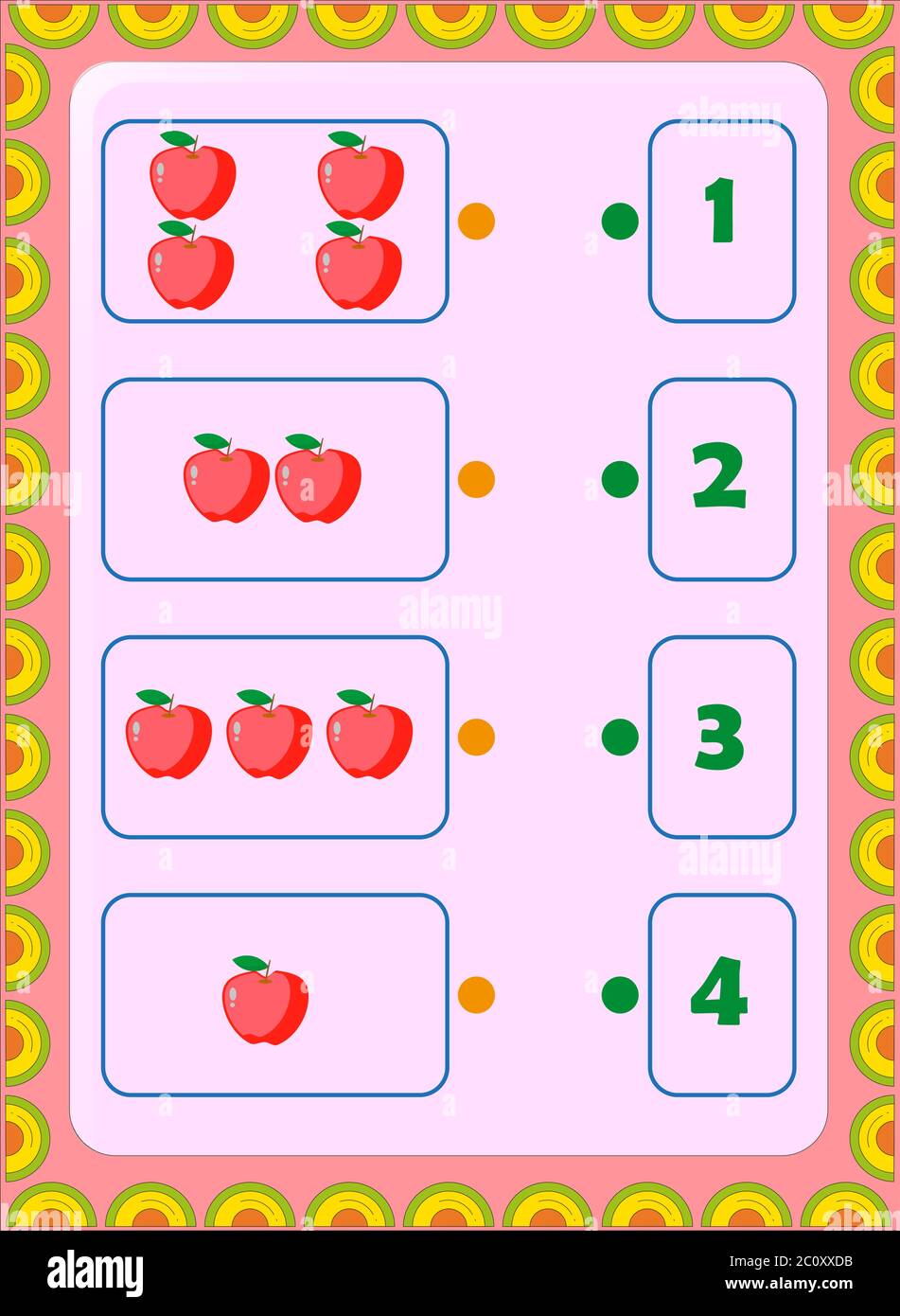 Preschool and toddler math with red apple fruit design Stock Vector ...