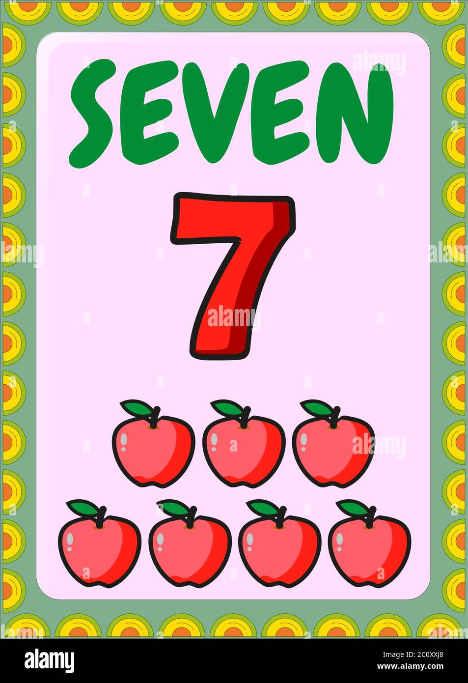 Preschool and toddler math with red apple fruit design Stock Vector ...