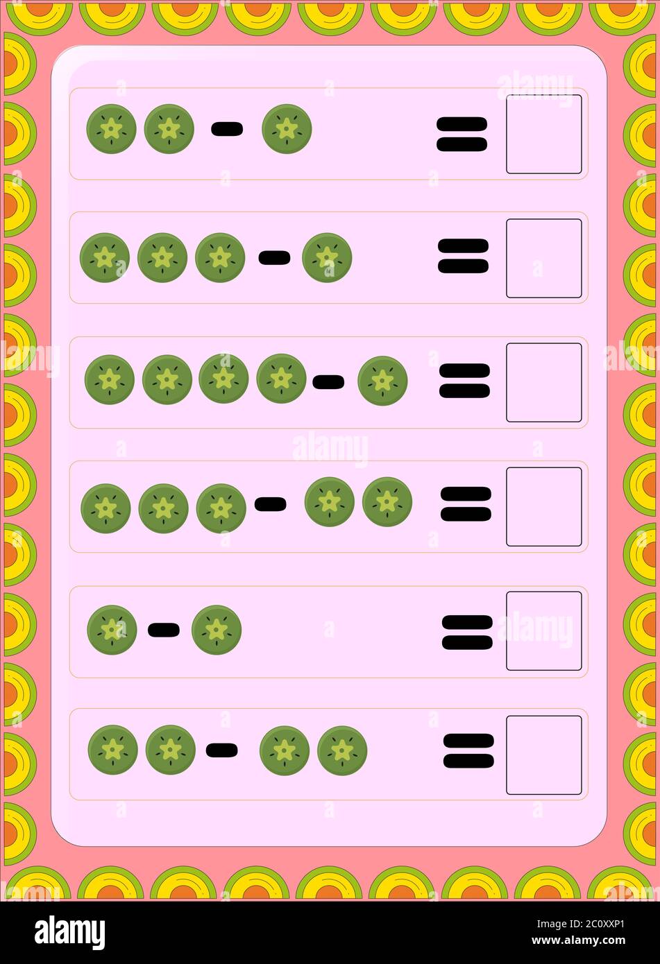 Preschool and toddler math with slice of kiwi fruit design Stock Vector ...