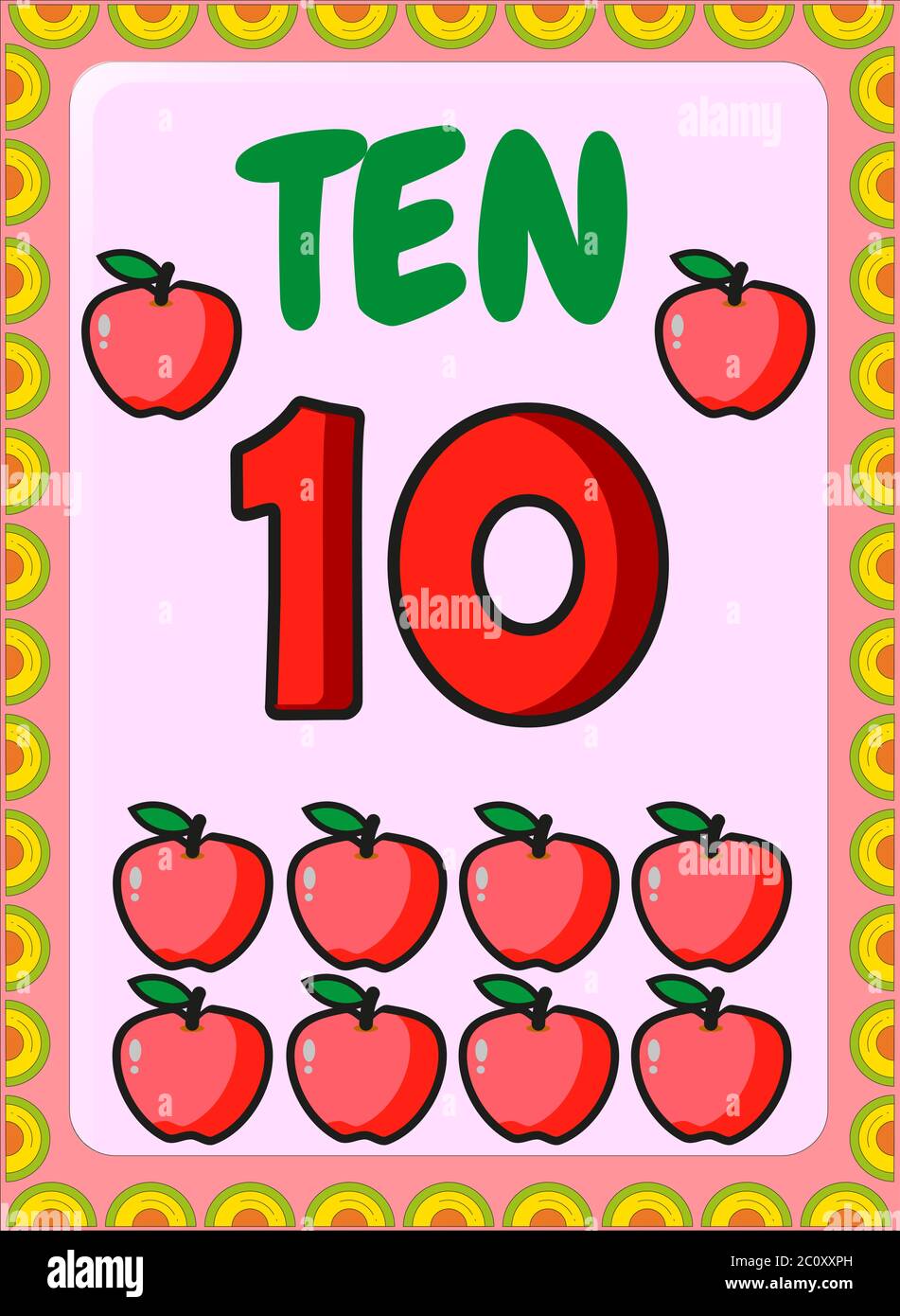 Preschool and toddler math with red apple fruit design Stock Vector ...