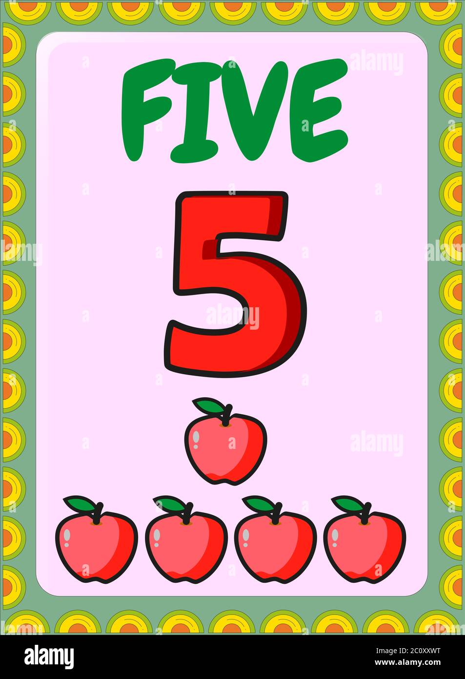 Preschool and toddler math with red apple fruit design Stock Vector ...