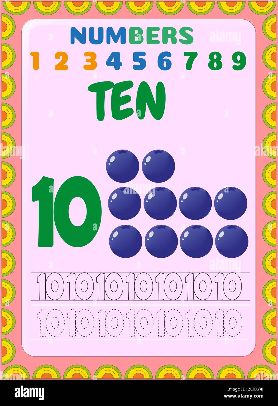 Preschool and toddler math with blueberry fruit design Stock Vector ...