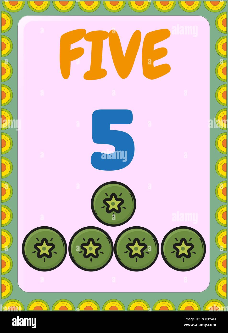 Preschool and toddler math with slice of kiwi fruit design Stock Vector ...