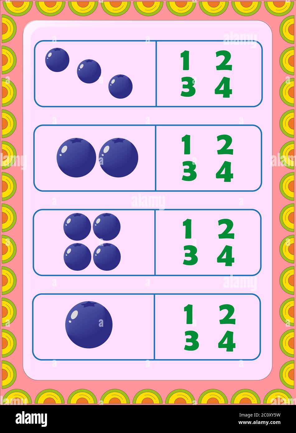 Preschool and toddler math with blueberry fruit design Stock Vector ...