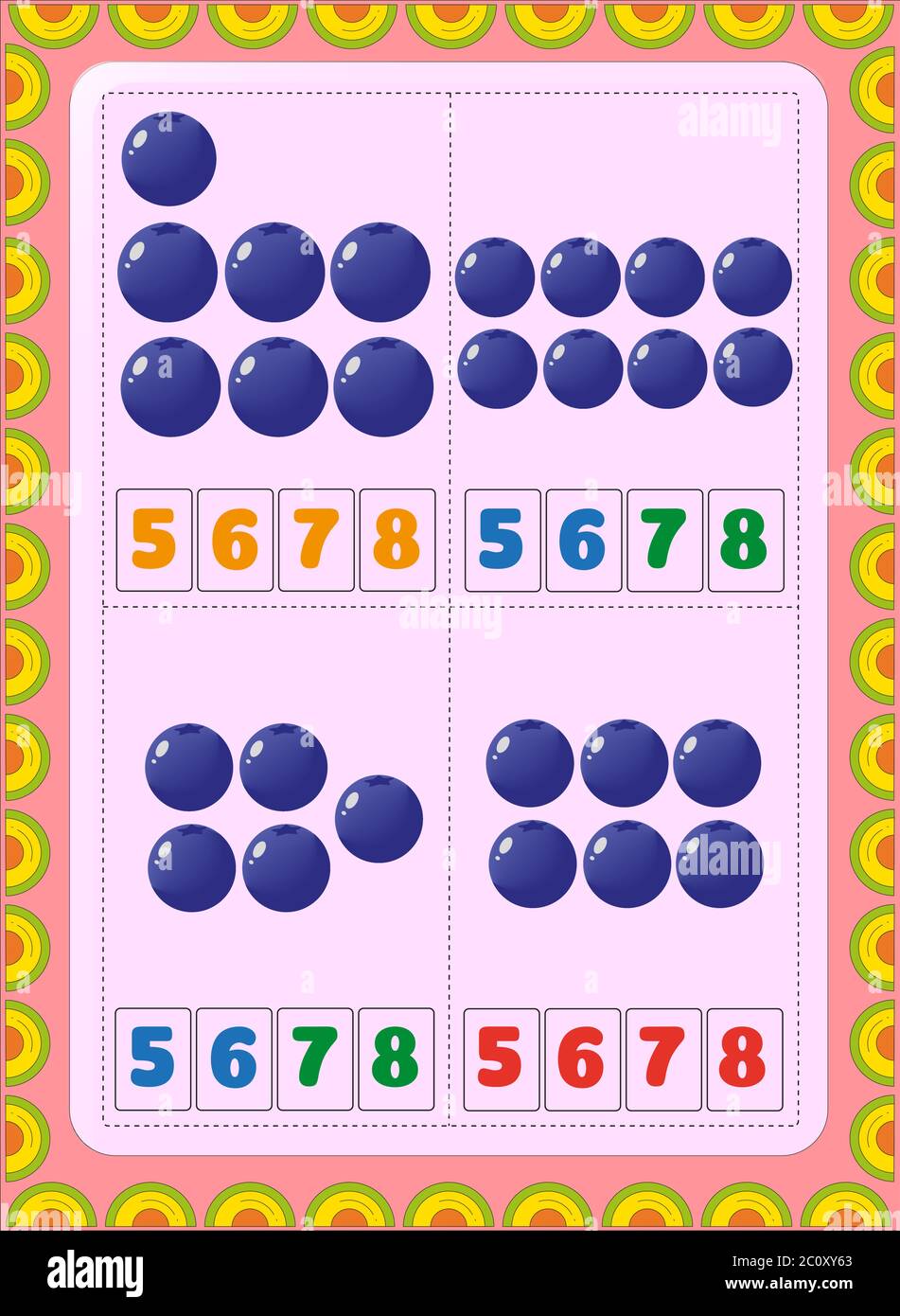 Preschool and toddler math with blueberry fruit design Stock Vector ...