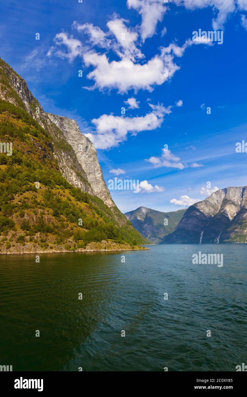 Fjord Naeroyfjord in Norway - famous UNESCO Site Stock Photo - Alamy