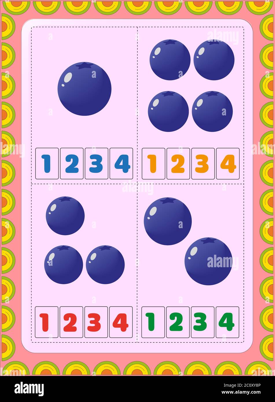 Preschool and toddler math with blueberry fruit design Stock Vector ...