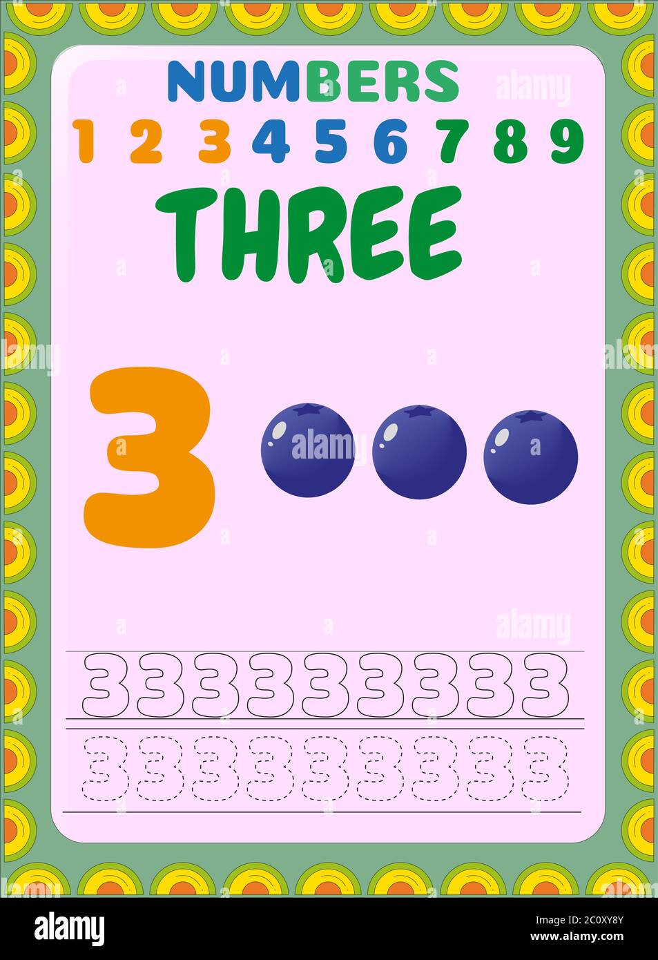 Preschool and toddler math with blueberry fruit design Stock Vector ...