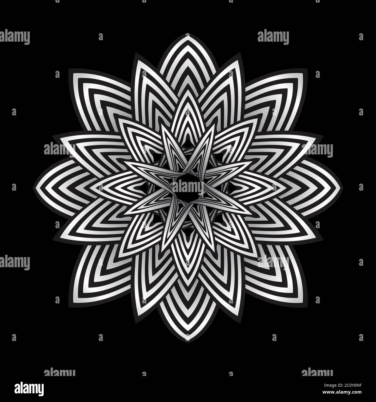 optical art abstract striped flower illustration Stock Photo - Alamy