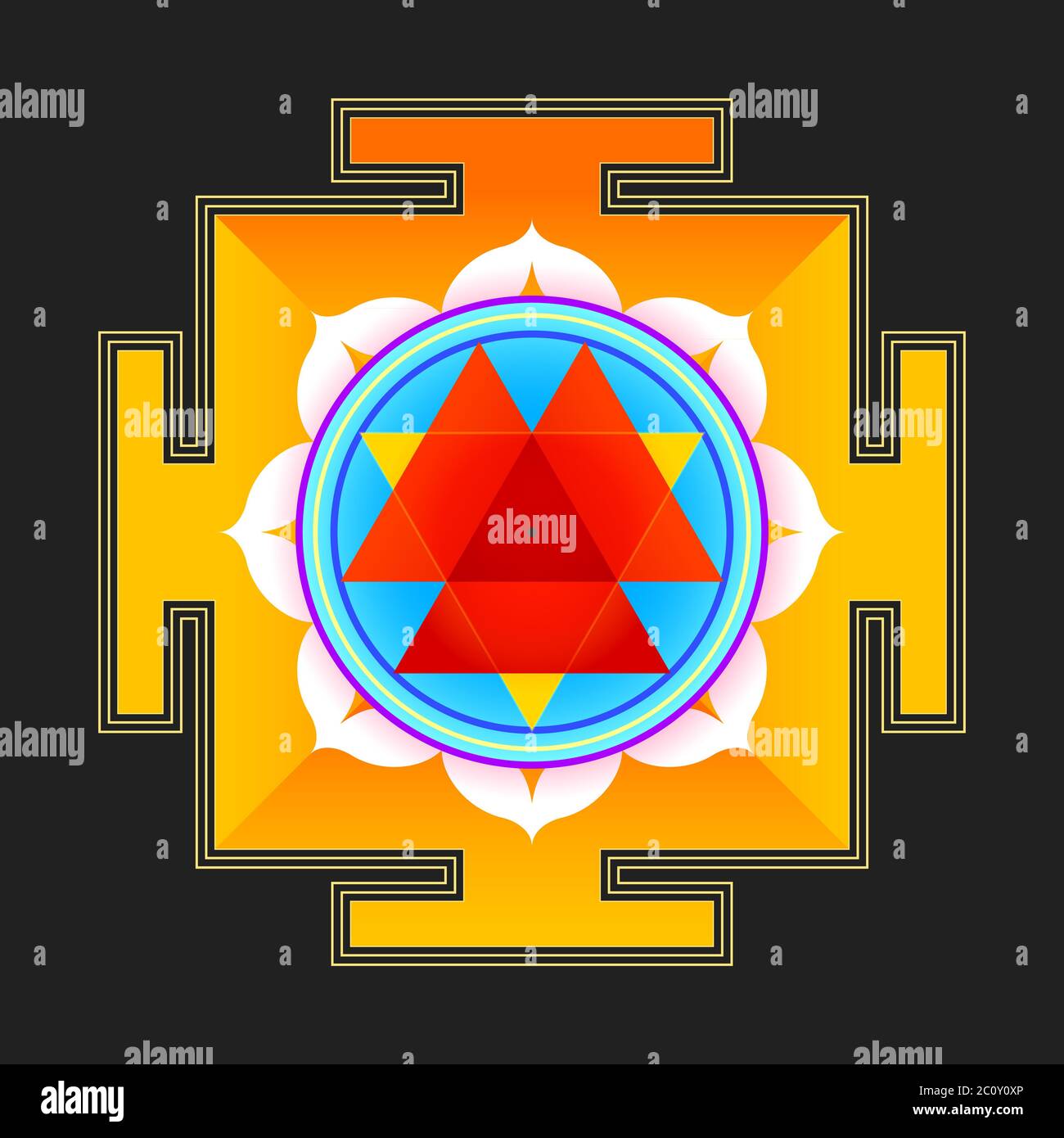 colored Durga yantra illustration Stock Photo - Alamy