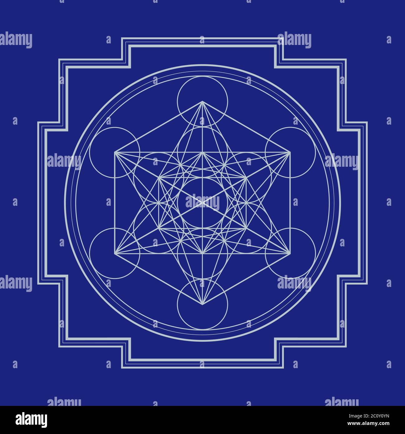 light outline metatron cube yantra illustration Stock Photo - Alamy
