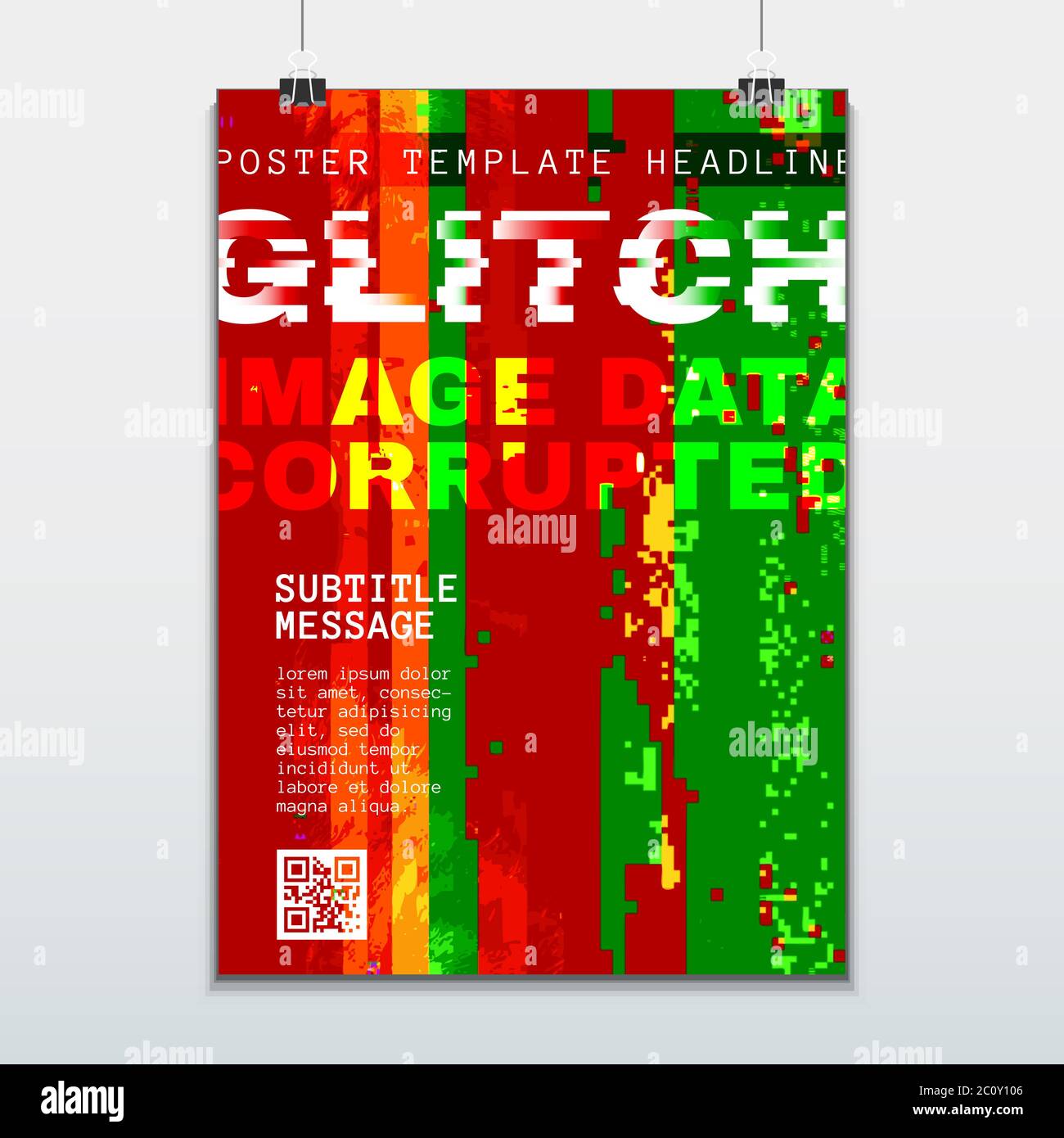 colored glitch design background poster template Stock Photo - Alamy