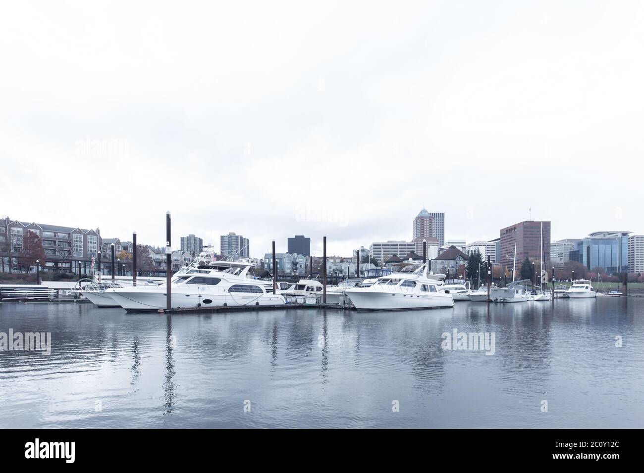 yacht on water with cityscape and skyline in portland Stock Photo - Alamy