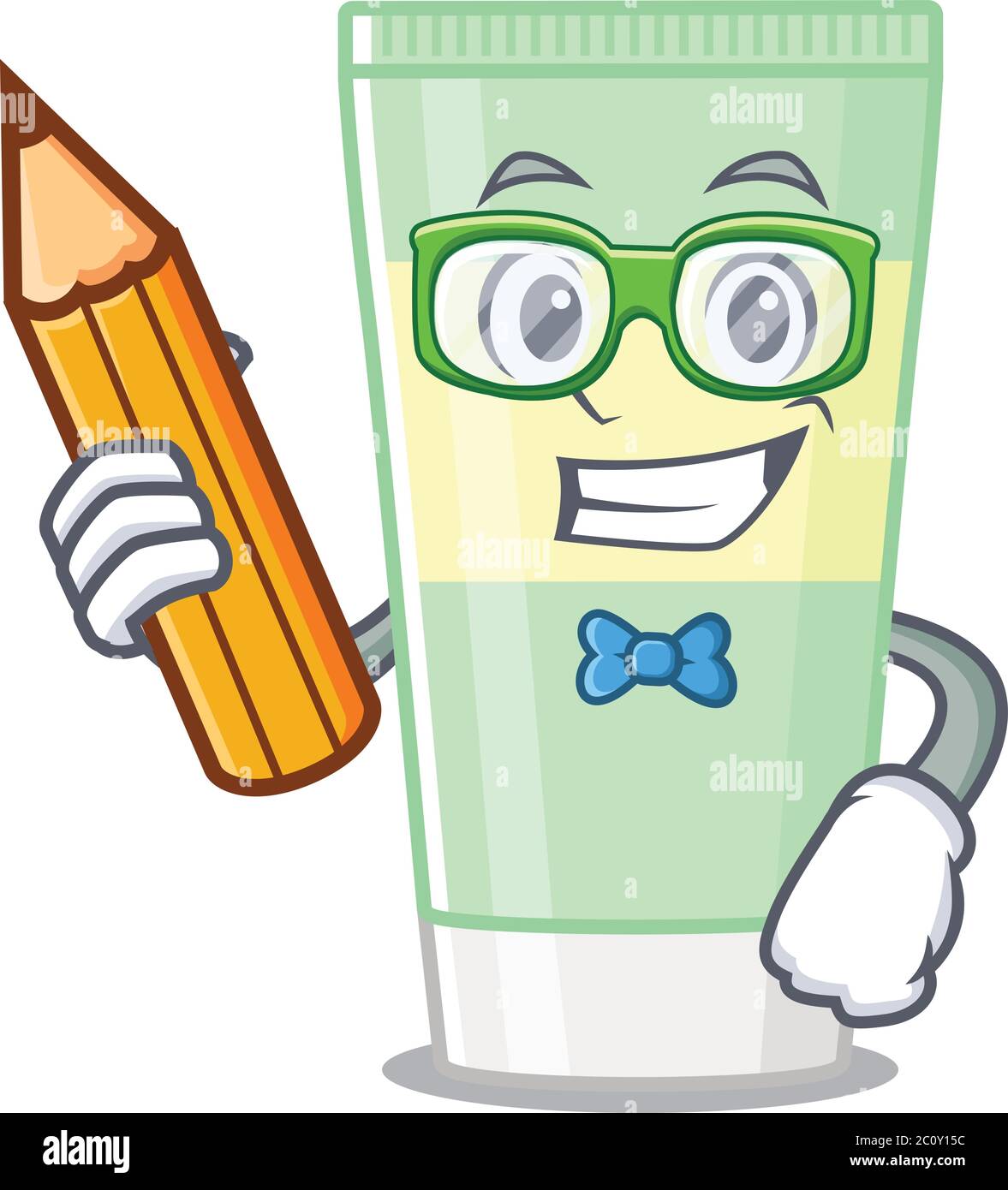 A clever student cleansing foam cartoon character study at home Stock ...