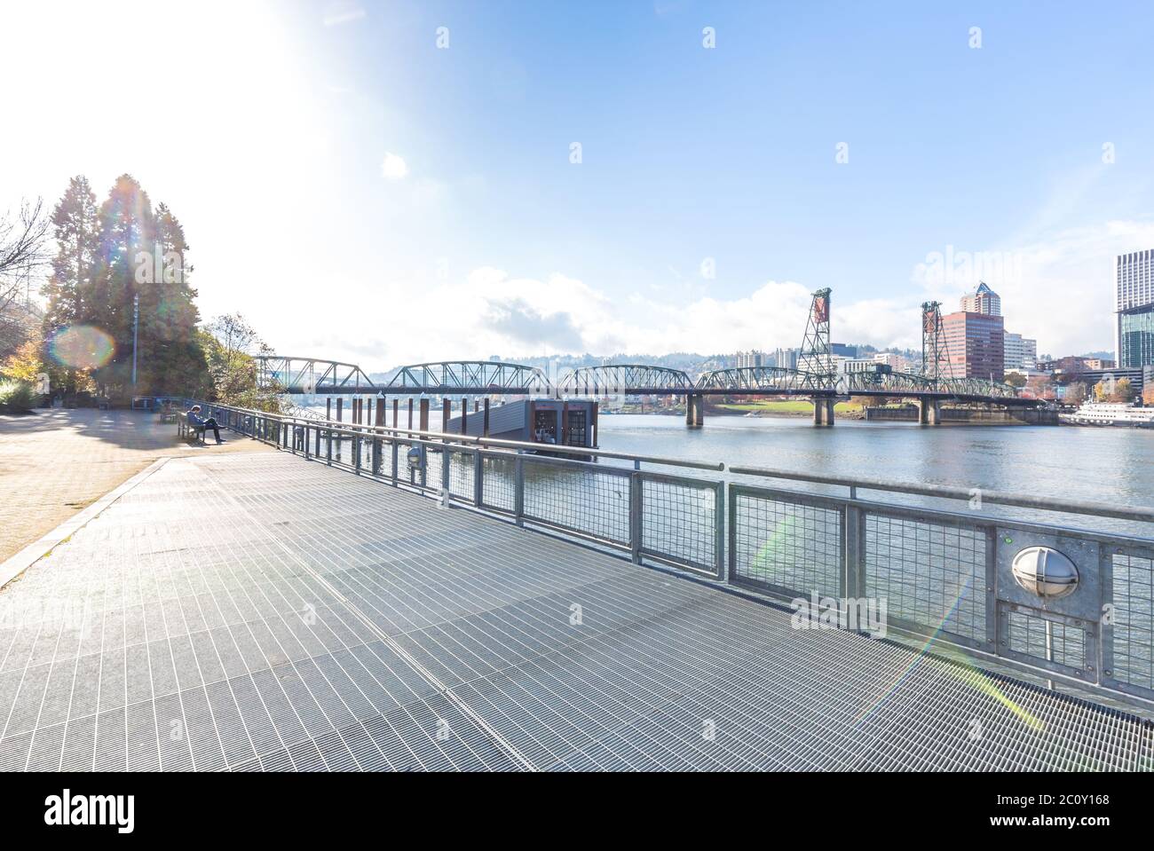 empty floor with cityscape and skyline in portland Stock Photo - Alamy