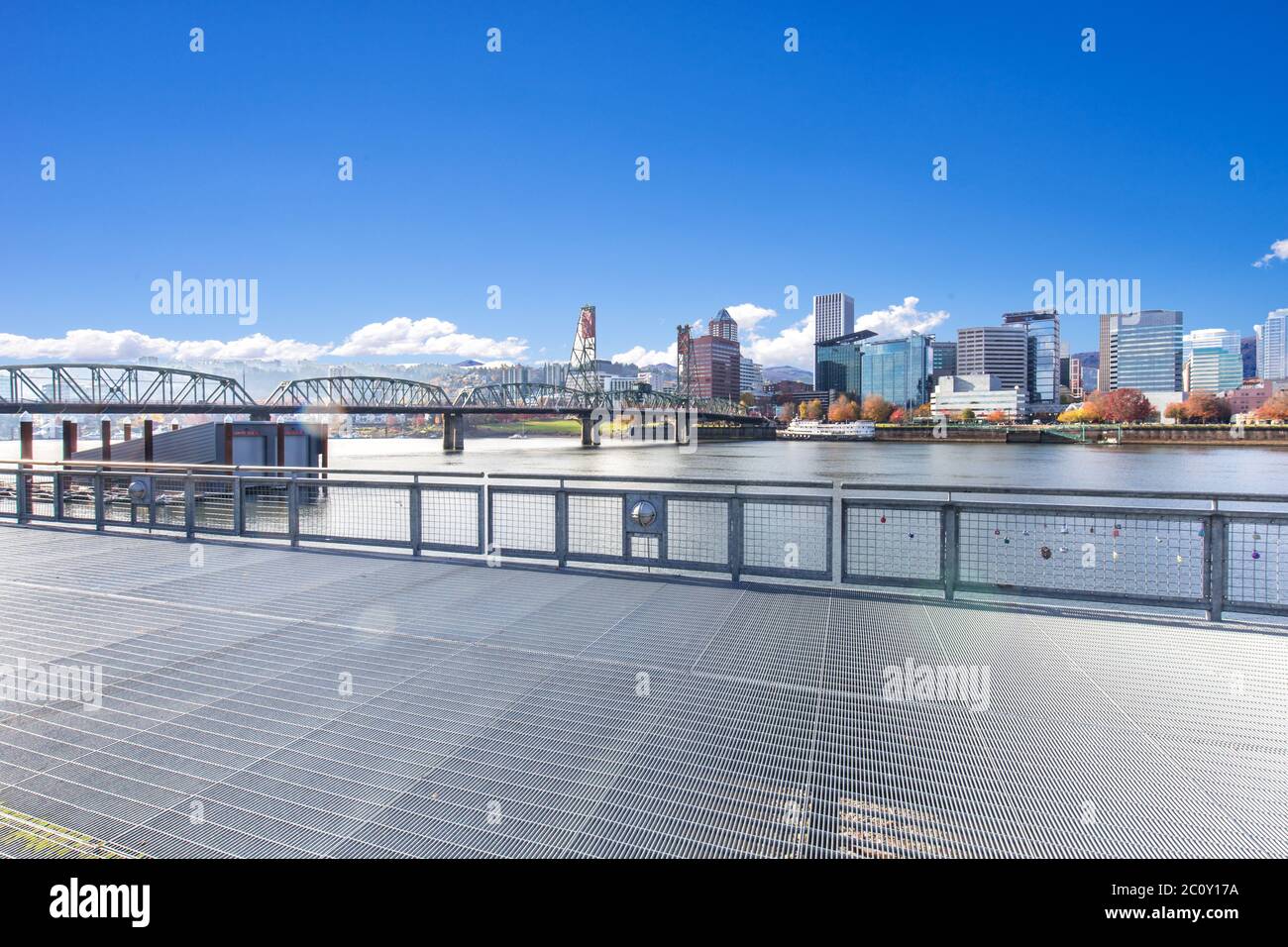 empty footpath with cityscape and skyline in portland Stock Photo - Alamy