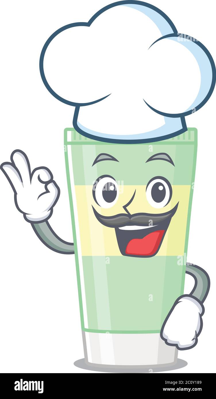 Talented cleansing foam chef cartoon drawing wearing chef hat Stock ...