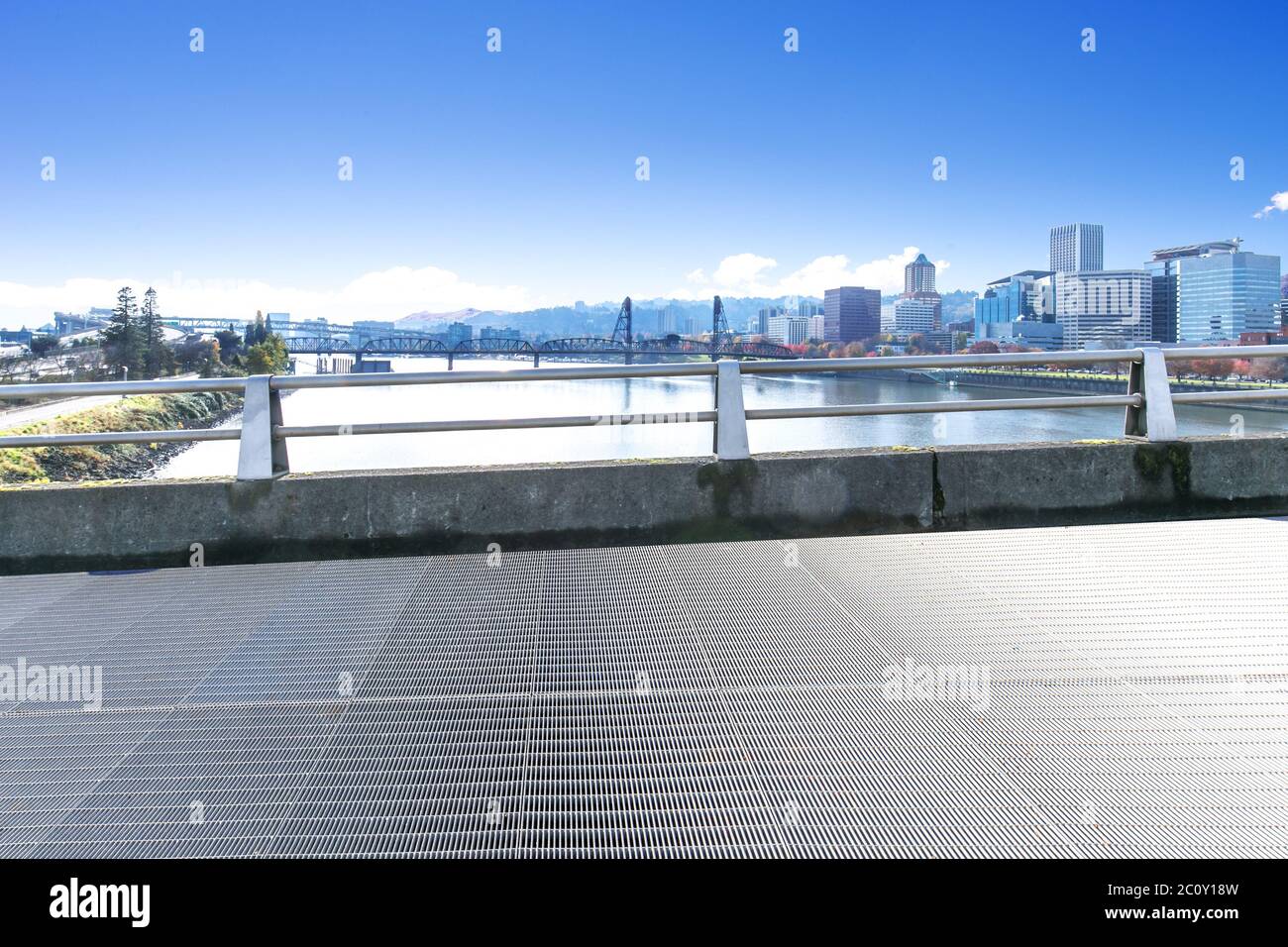 empty footpath with cityscape and skyline in portland Stock Photo - Alamy