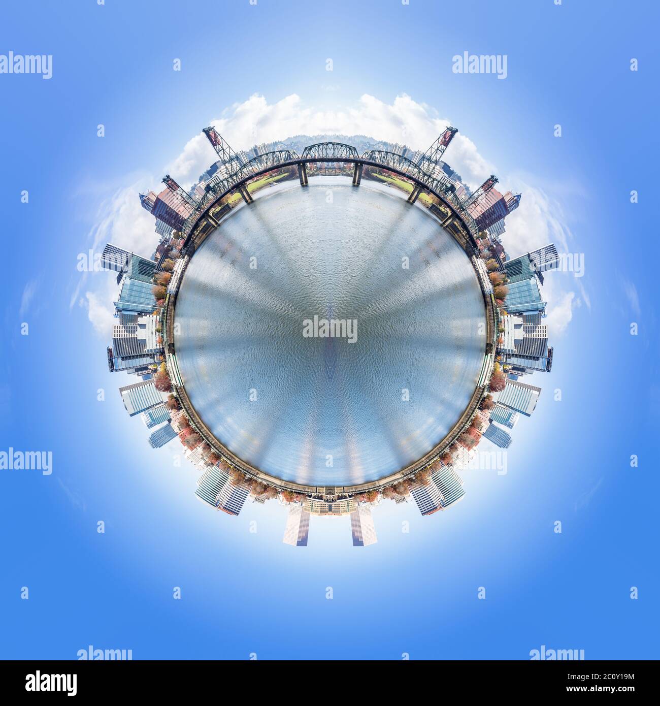 360 degree of cityscape and skyline in portland Stock Photo - Alamy