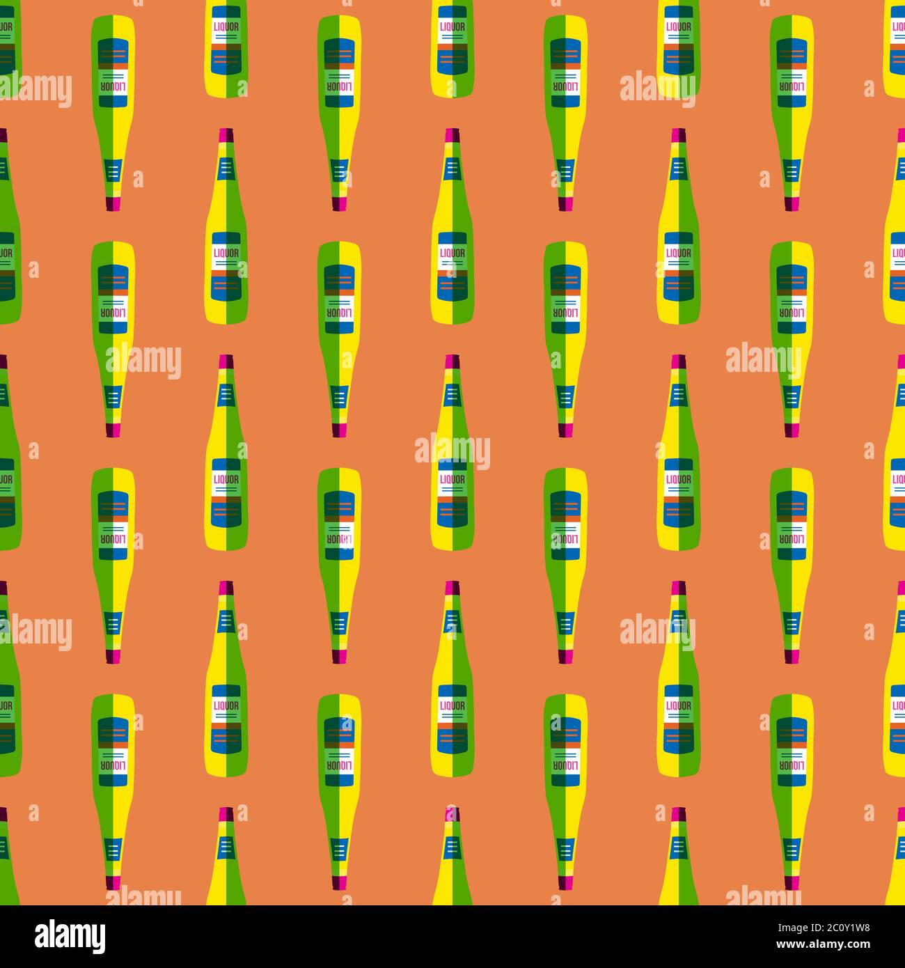 pop art liquor bottle seamless pattern Stock Photo - Alamy