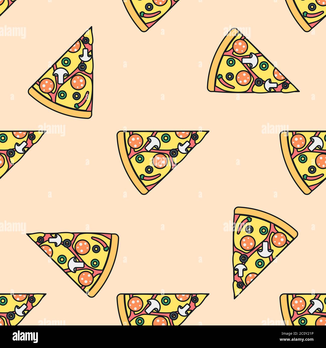 pizza slice colored seamless pattern Stock Photo - Alamy