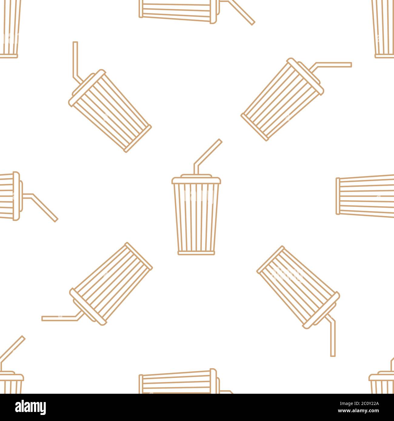 cola paper cup straw outline seamless pattern Stock Photo - Alamy