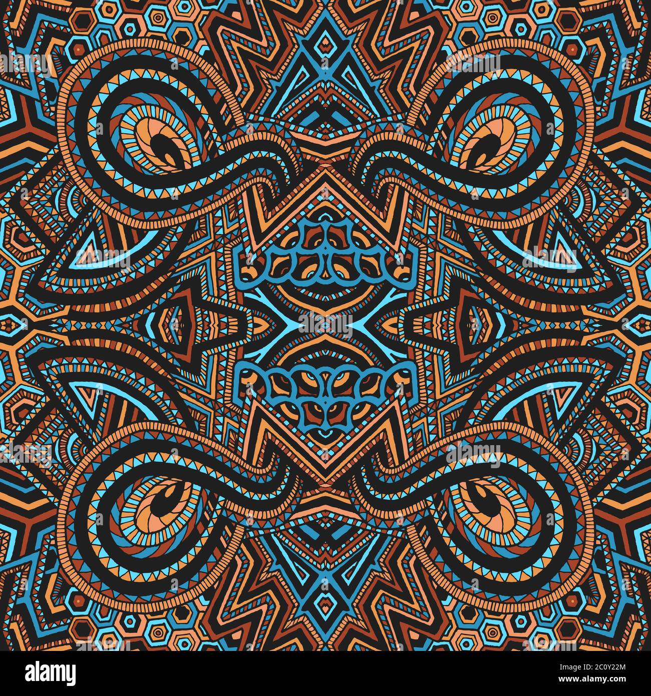 colored hand drawn psychedelic zentangle pattern Stock Photo - Alamy