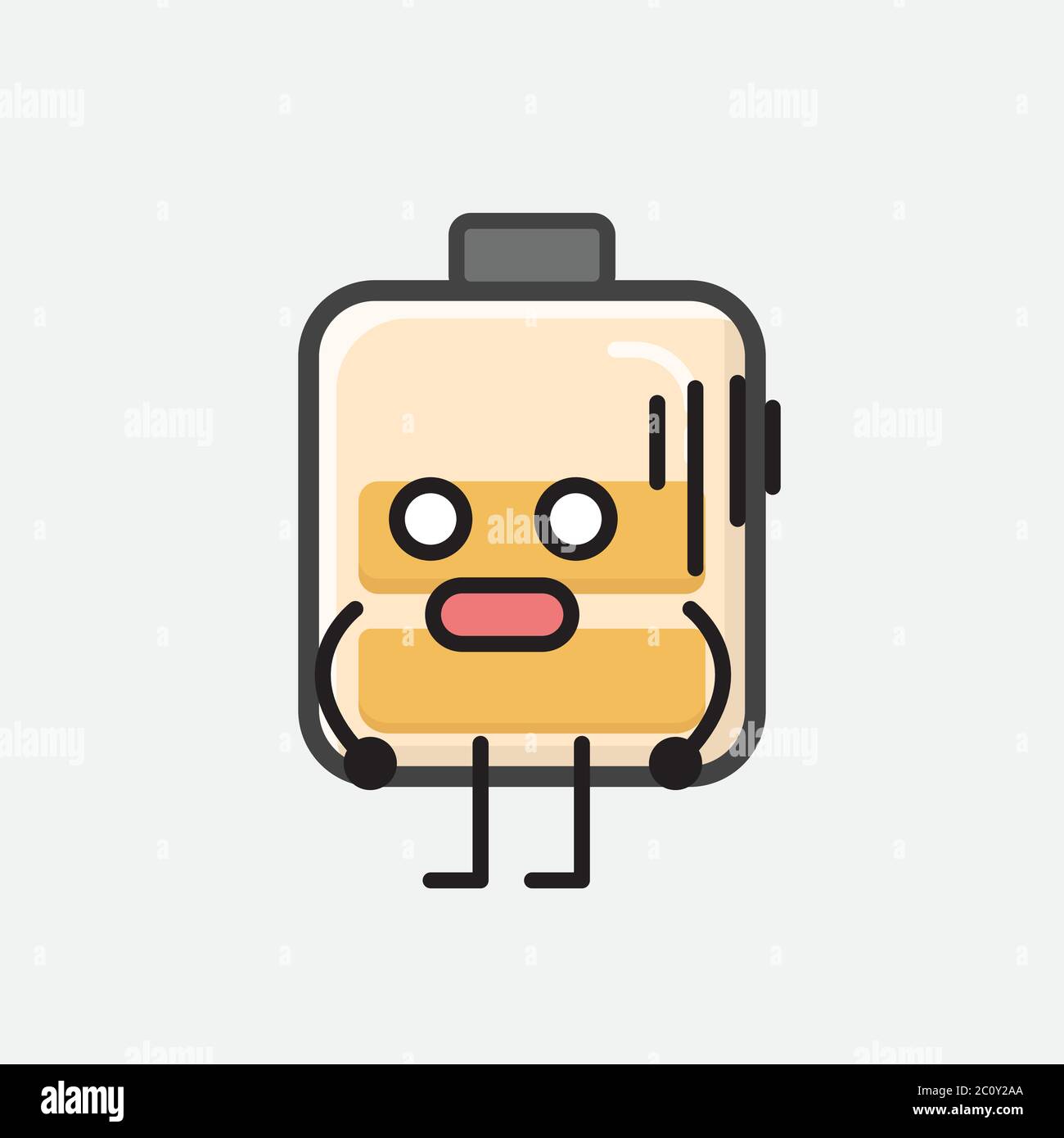 An illustration of Cute Yellow Battery Mascot Vector Character in Flat ...