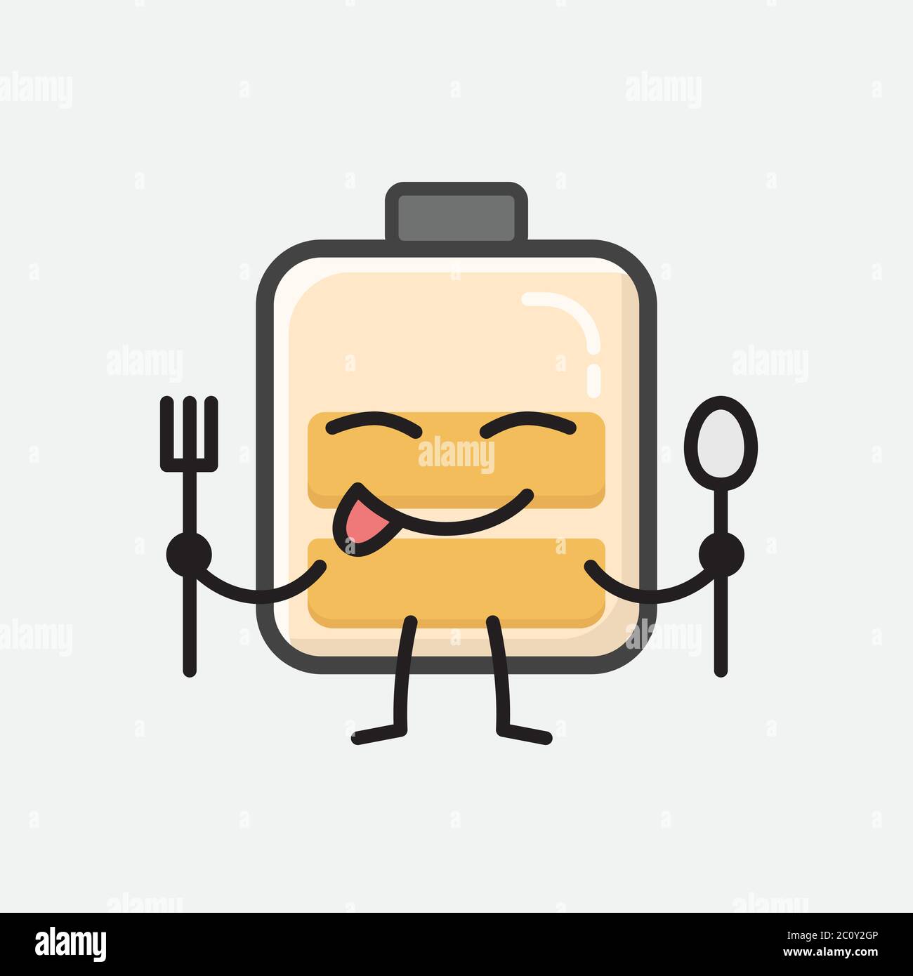 An illustration of Cute Yellow Battery Mascot Vector Character in Flat ...