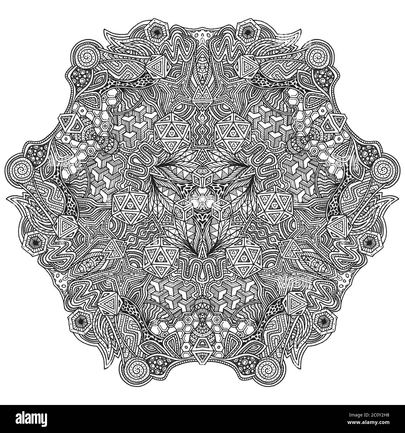 dark hand drawn decorative zentangle illustration Stock Photo - Alamy