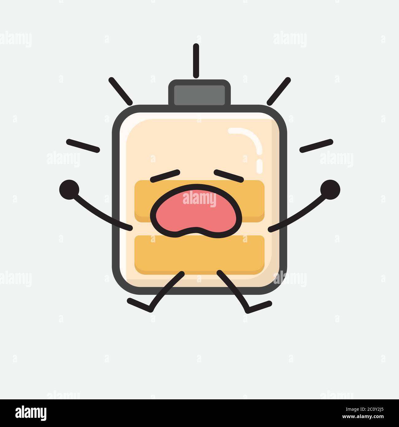 An illustration of Cute Yellow Battery Mascot Vector Character in Flat ...