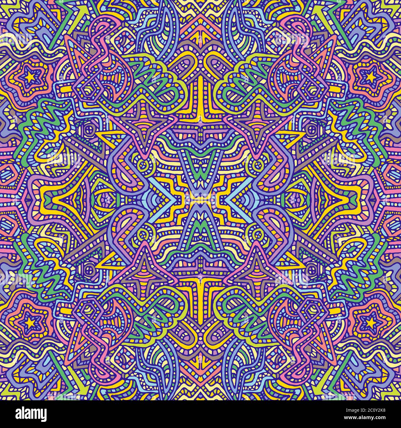 colorful hand drawn seamless pattern illustration Stock Photo - Alamy