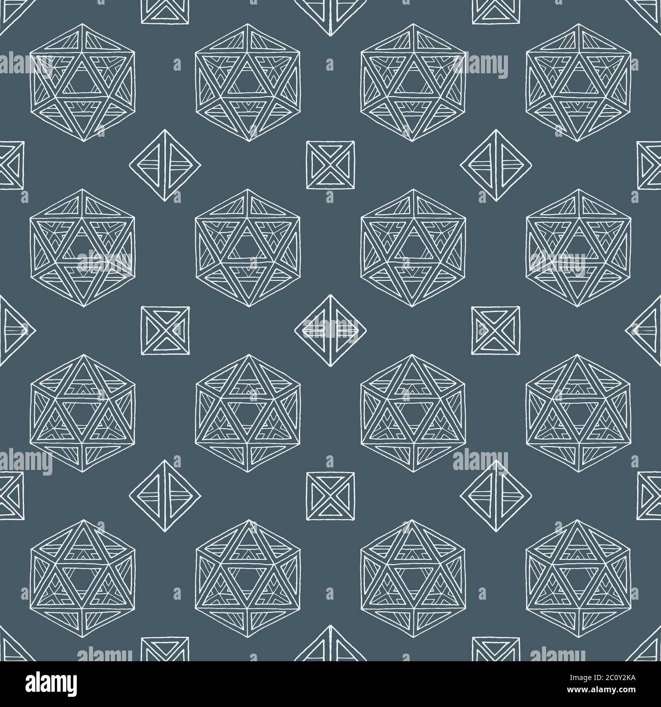hand drawn polyhedrons seamless pattern Stock Photo - Alamy