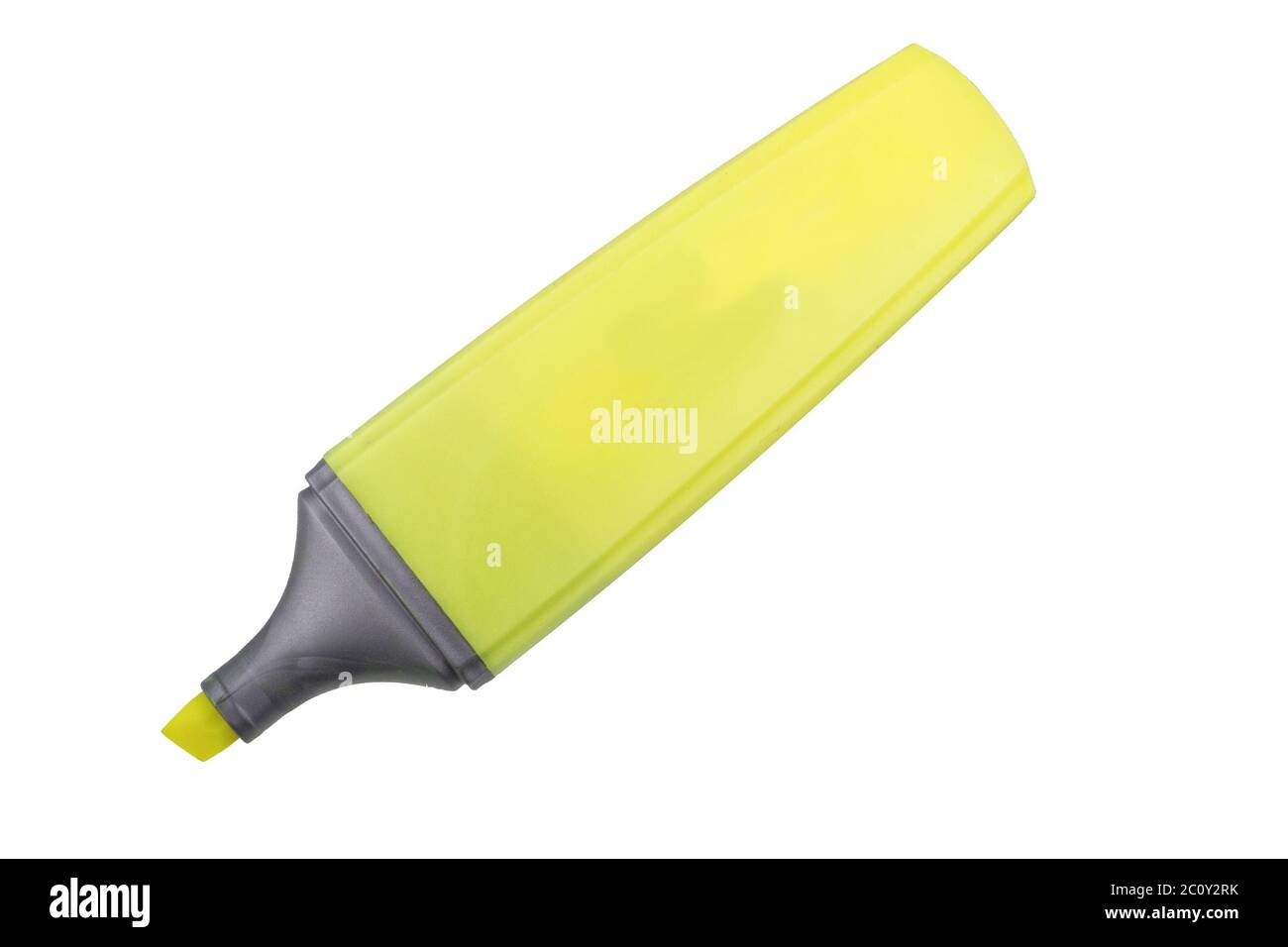 Yellow highlighter pen on a white background Stock Photo - Alamy