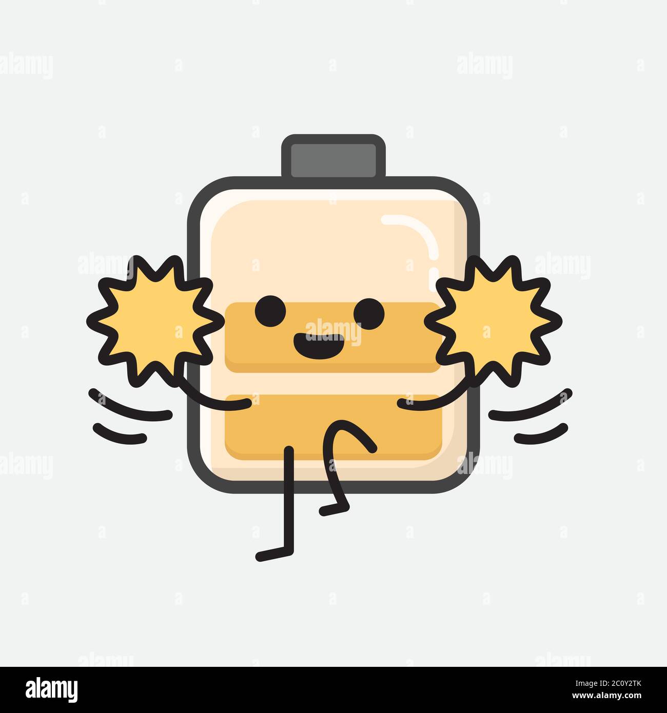 An illustration of Cute Yellow Battery Mascot Vector Character in Flat ...