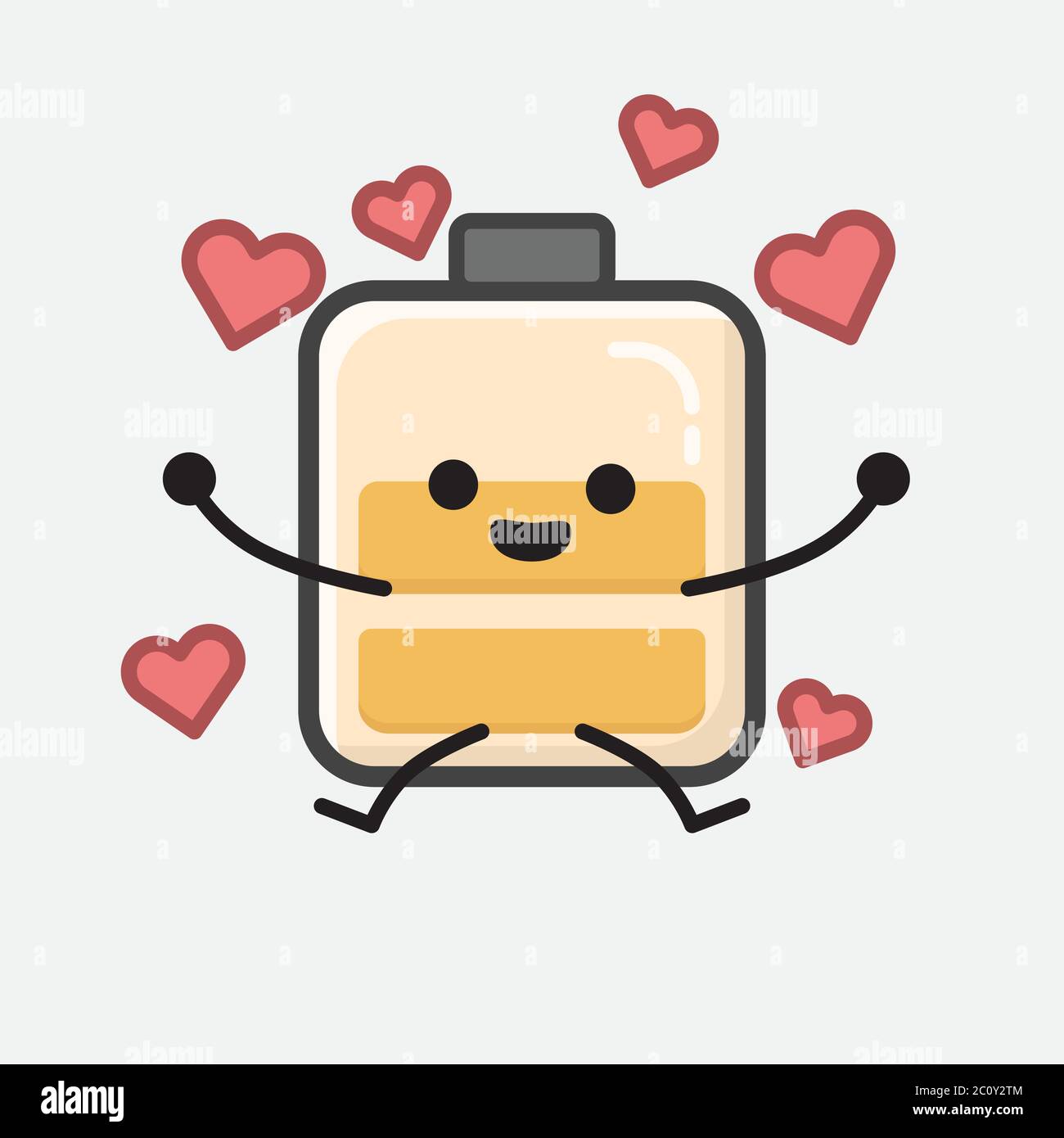 An illustration of Cute Yellow Battery Mascot Vector Character in Flat ...