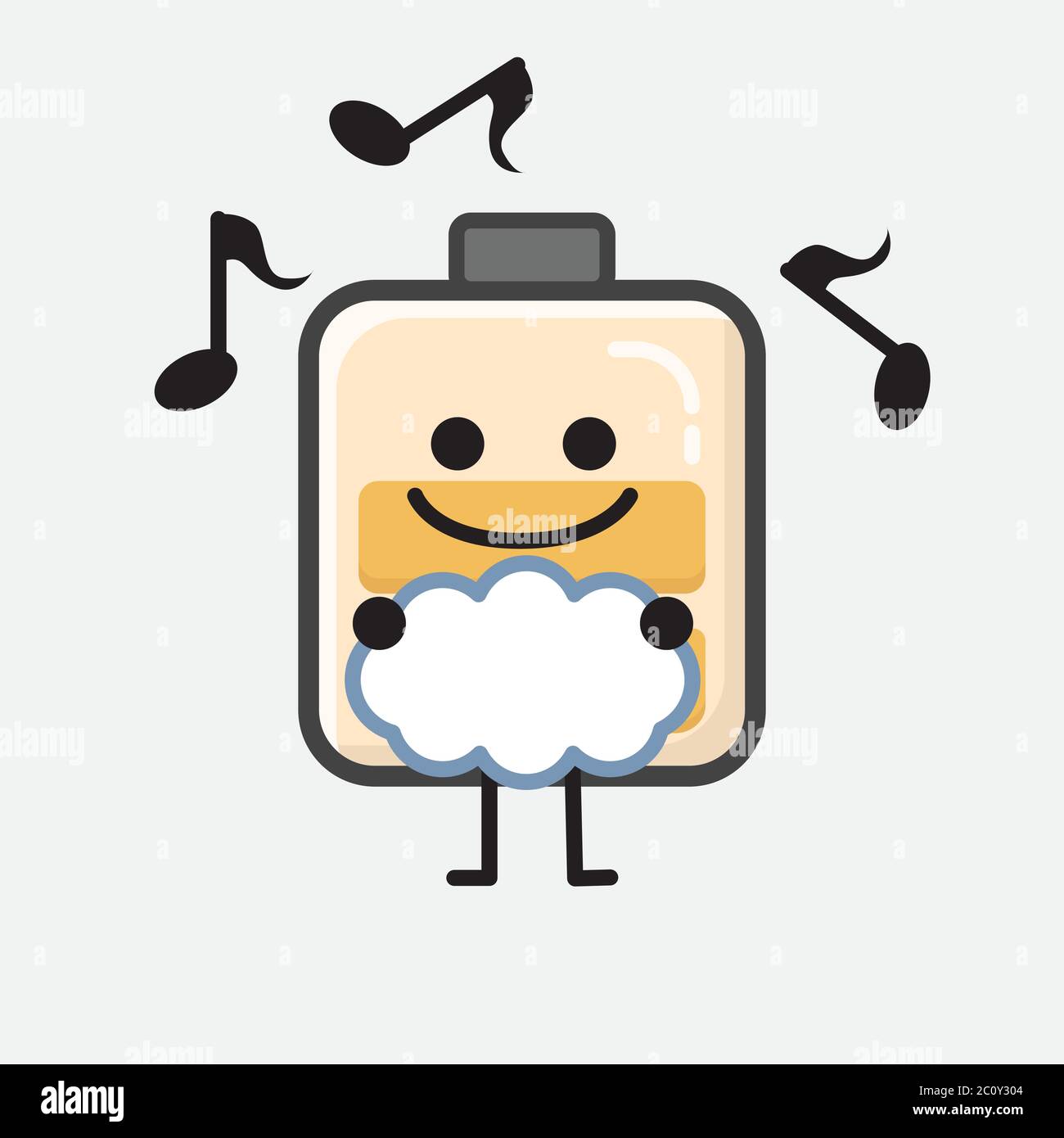 An illustration of Cute Yellow Battery Mascot Vector Character in Flat ...