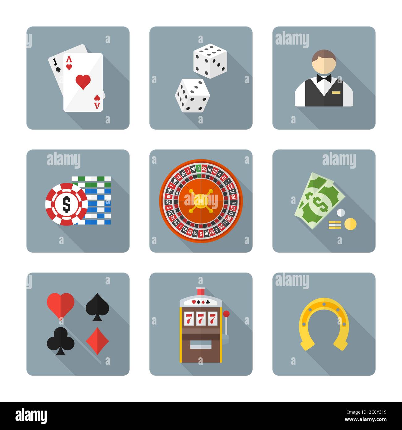 flat color various gambling icons collection Stock Photo - Alamy