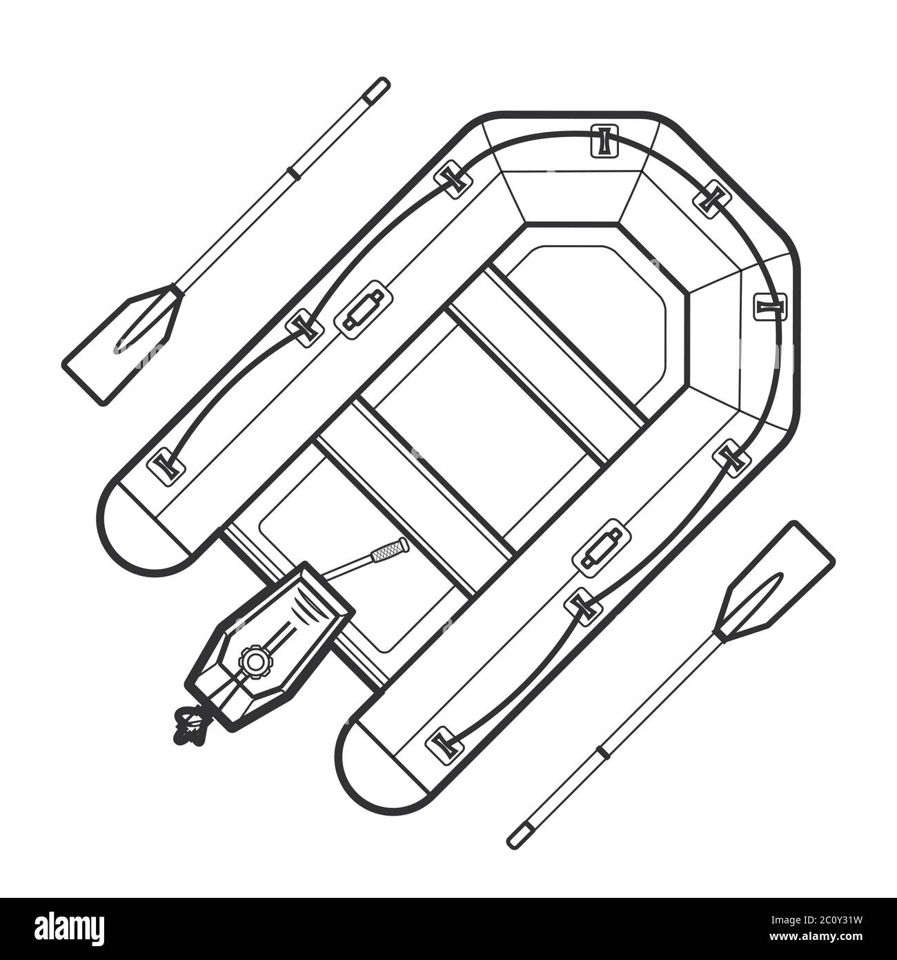 outline inflatable boat illustration Stock Photo - Alamy
