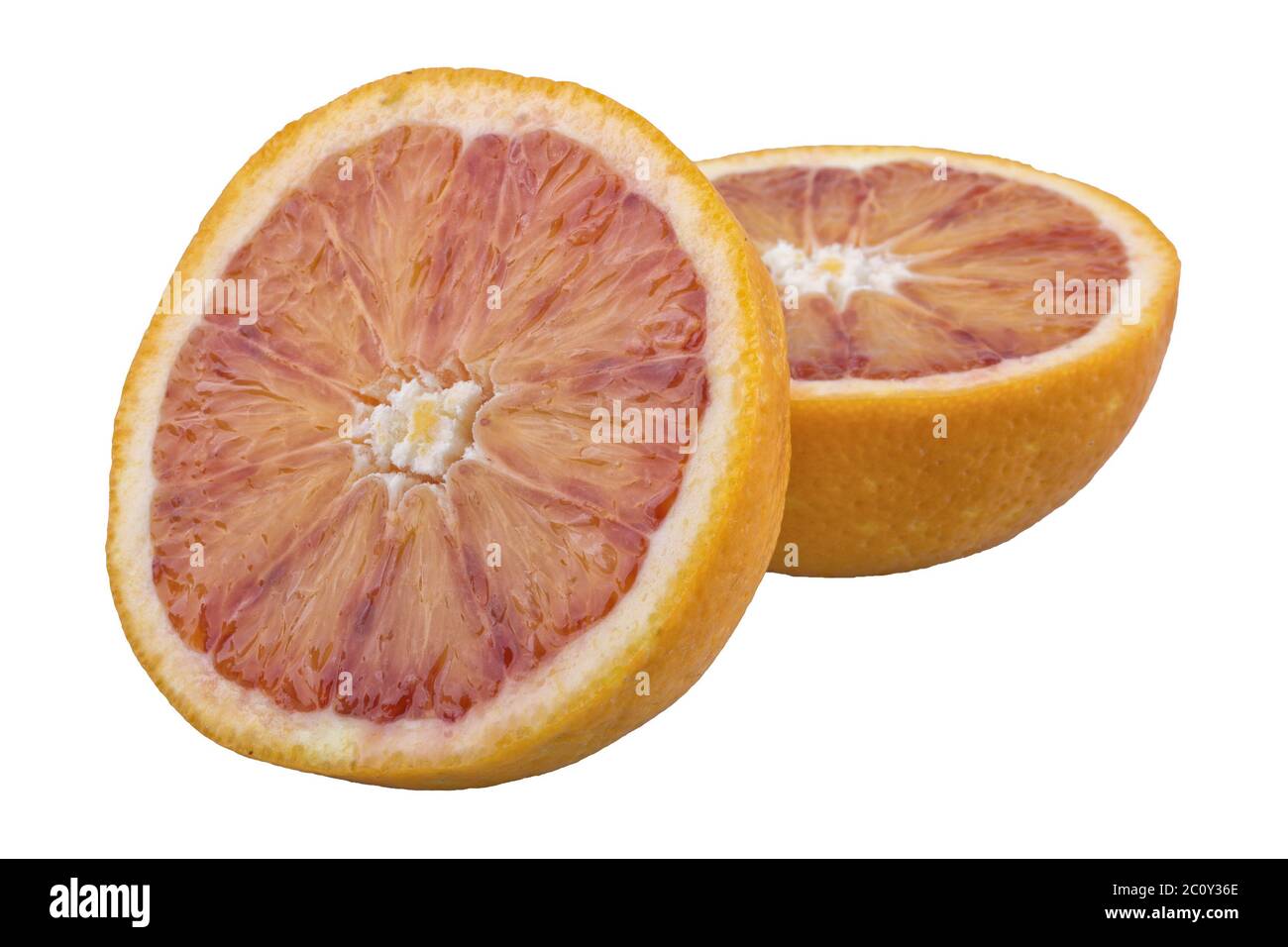 Cut orange on a white background Stock Photo - Alamy