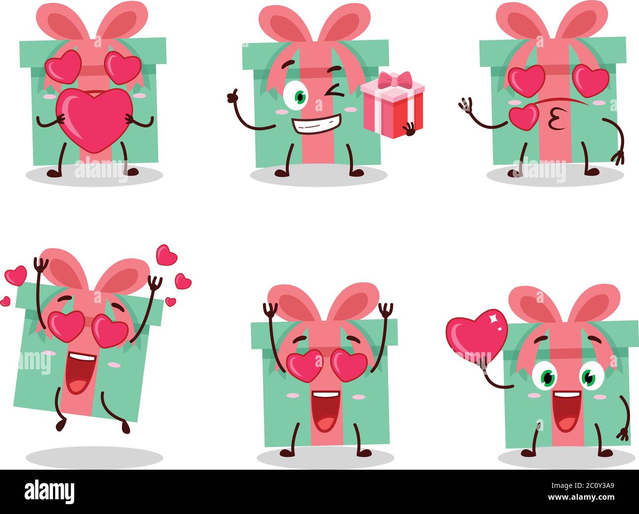 Gift cartoon character with love cute emoticon Stock Vector Image & Art ...