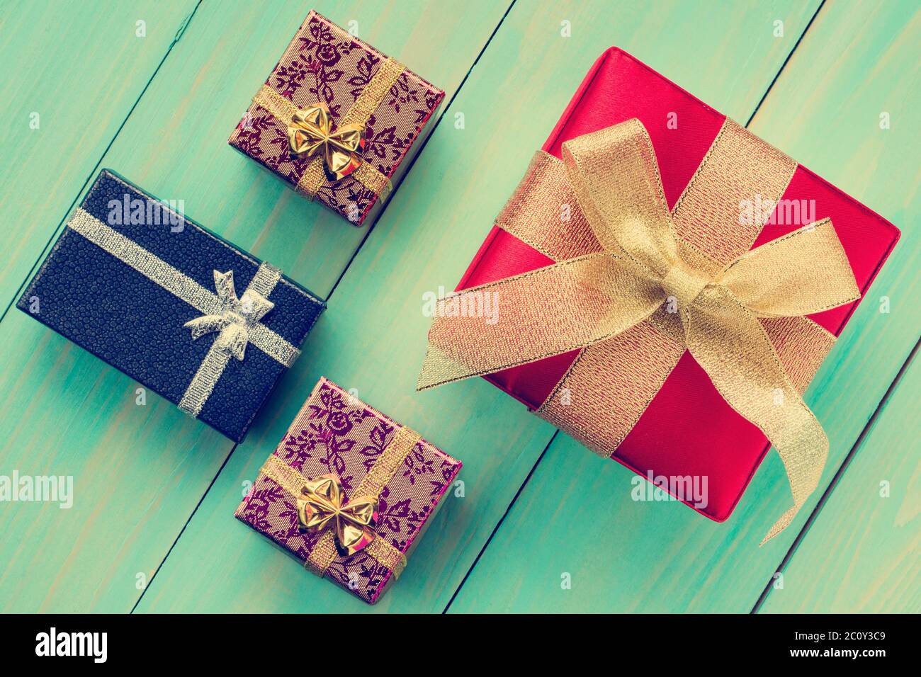 Four gift boxes Stock Photo - Alamy