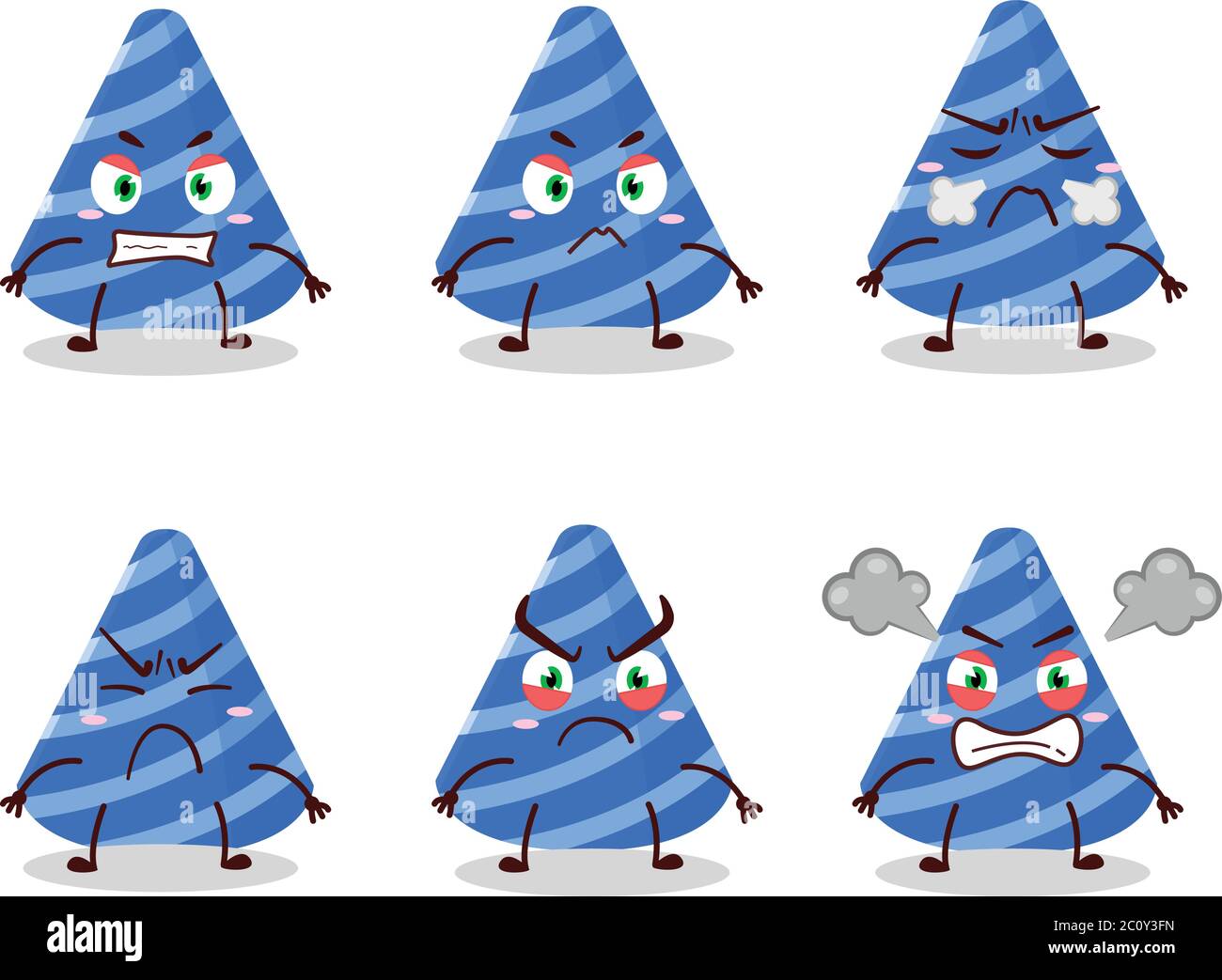 Party hat cartoon character with various angry expressions Stock Vector ...