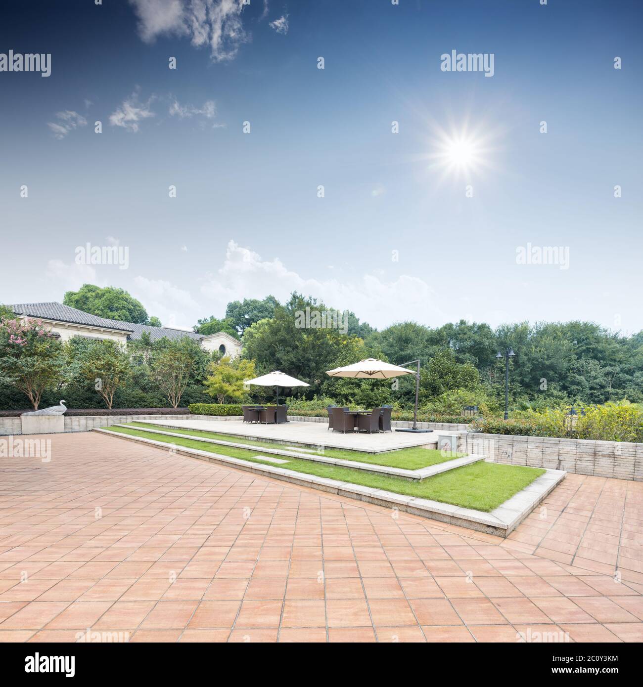 beautiful back yard in modern hotel Stock Photo - Alamy