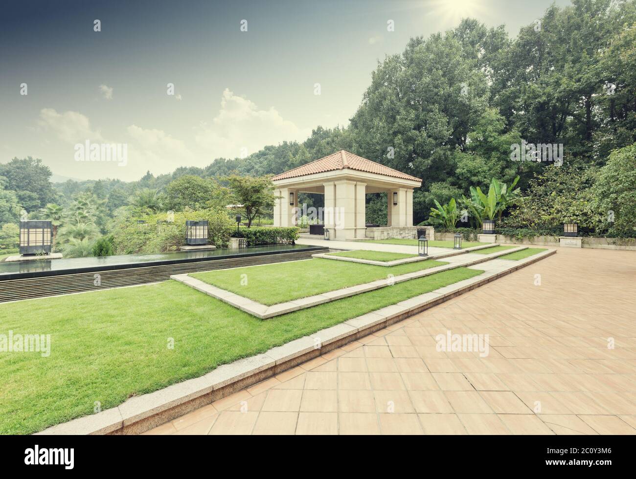 beautiful back yard in modern hotel Stock Photo - Alamy