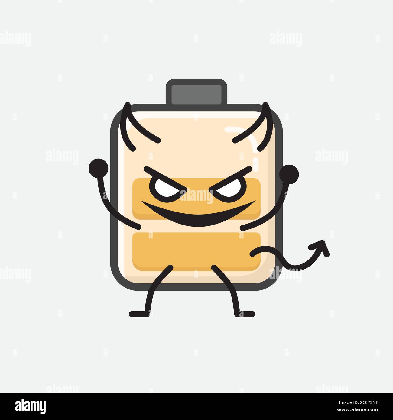 An illustration of Cute Yellow Battery Mascot Vector Character in Flat ...