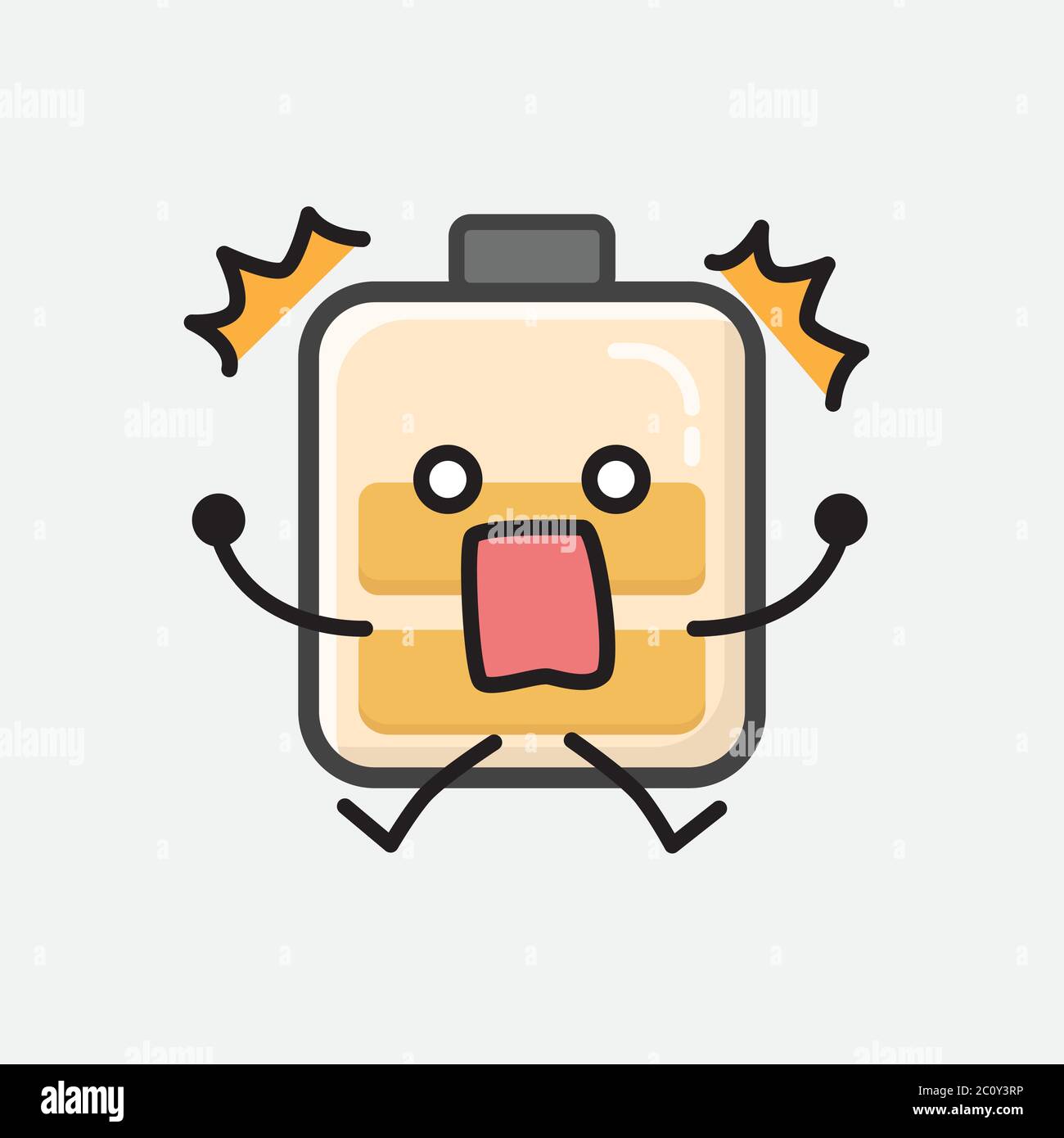 An illustration of Cute Yellow Battery Mascot Vector Character in Flat ...