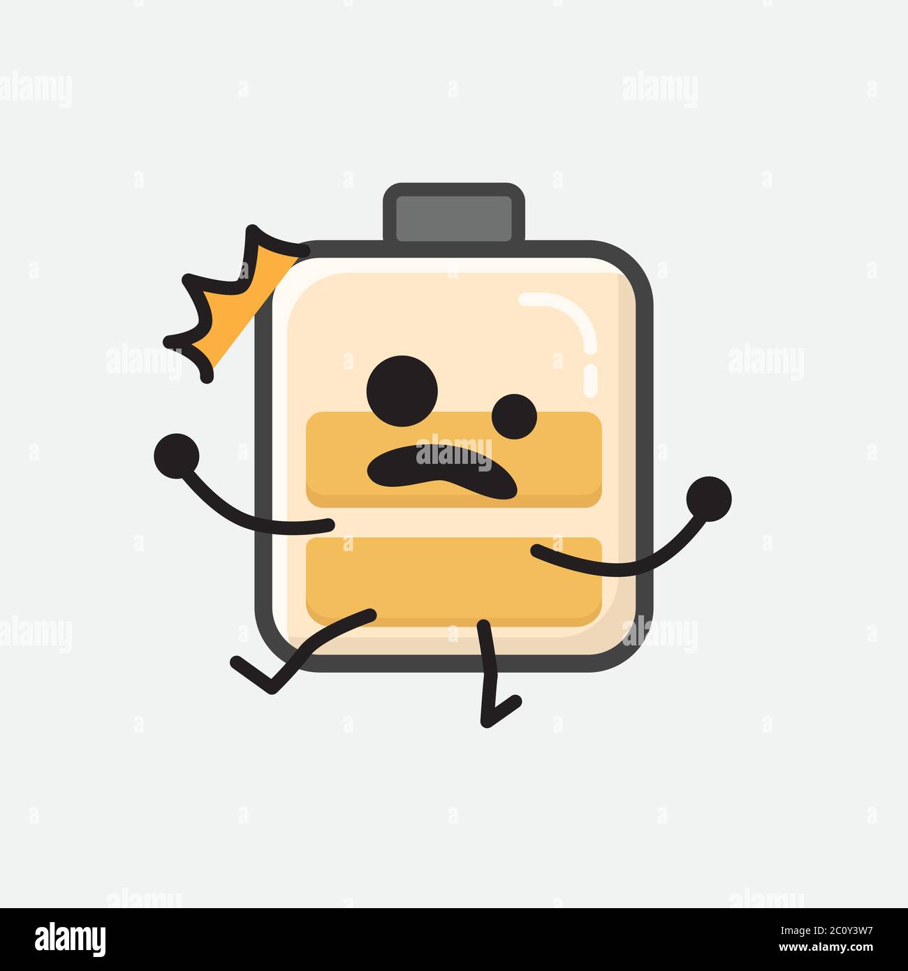 An illustration of Cute Yellow Battery Mascot Vector Character in Flat ...